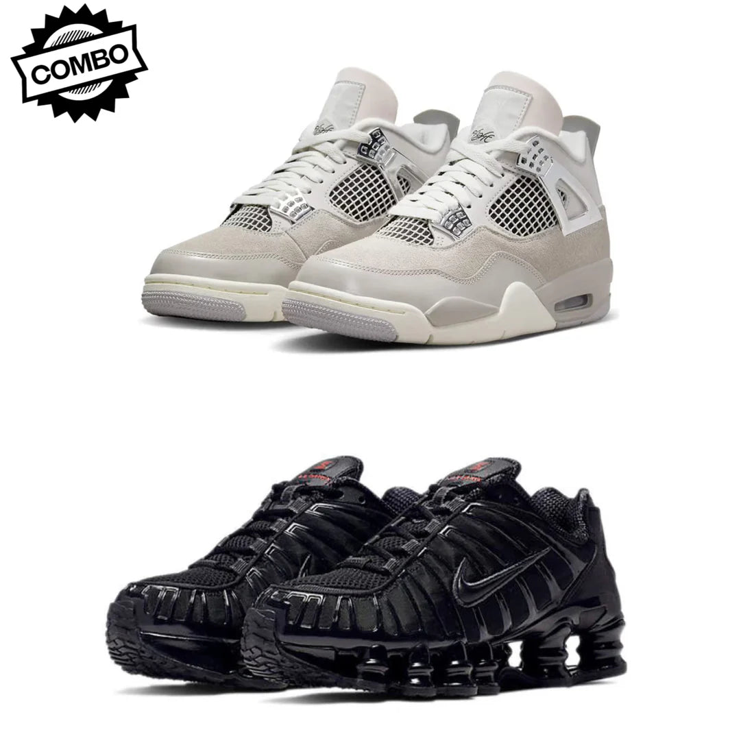 1x Nike Jordan 4 Frozen Moments Sneaker and 1x Nike Shox TL Black Snea ...